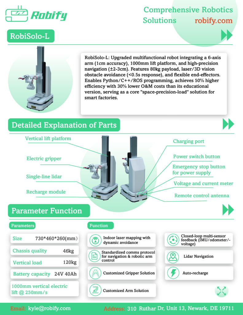 RobiSolo-L - Mobile Lifting Arm - Robify Robotics | Comprehensive ...