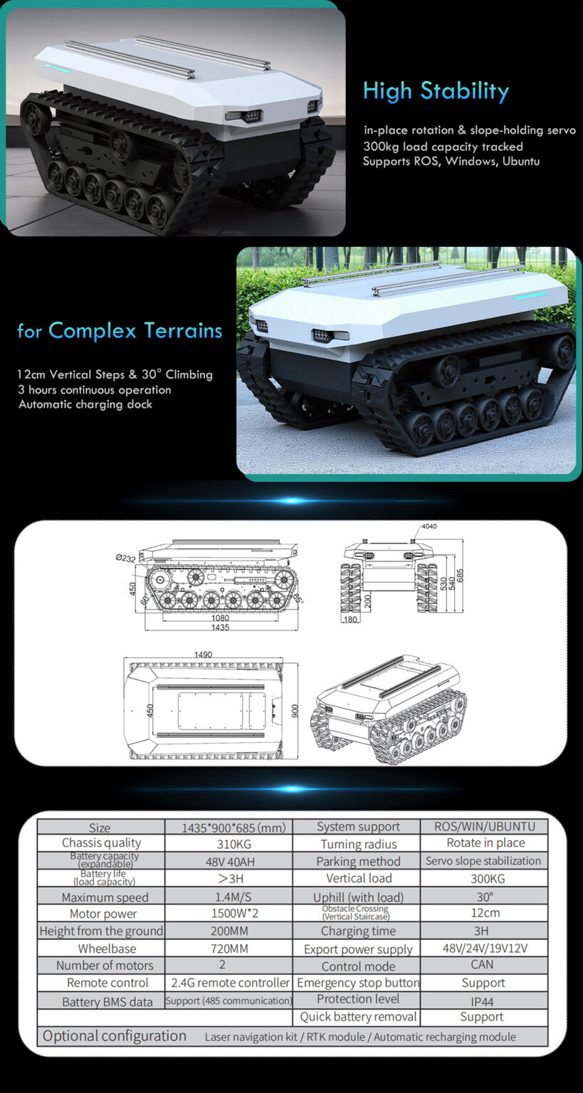 Tracked Mobile Robot | High-Stability, 30° Climb & Obstacle Crossing ...
